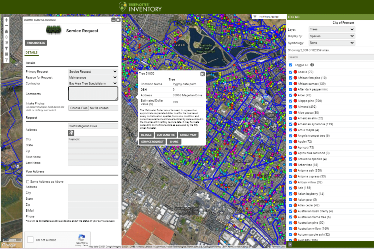 Tree inventory Summary Report: Fremont, California | PlanIT Geo™