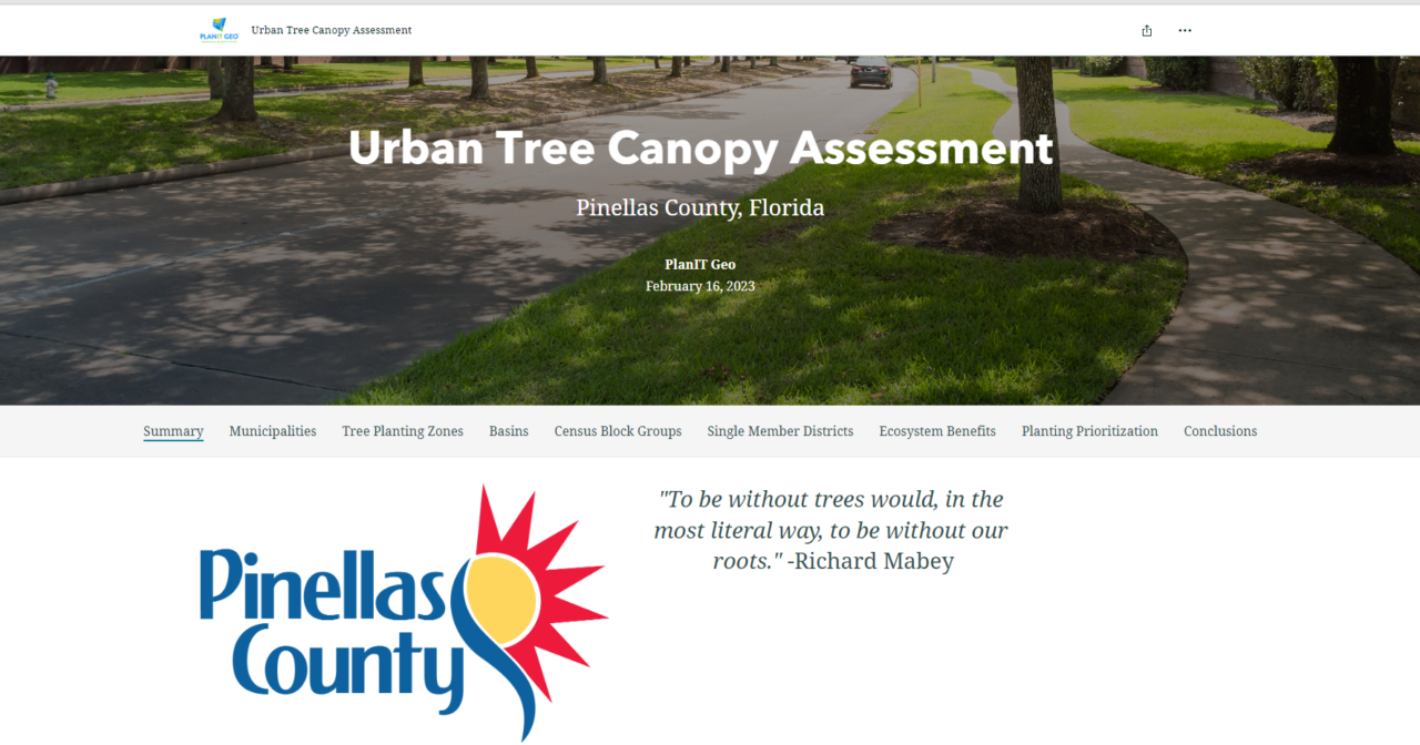 Urban Tree Canopy Assessment: Pinellas County, Florida | PlanIT Geo™